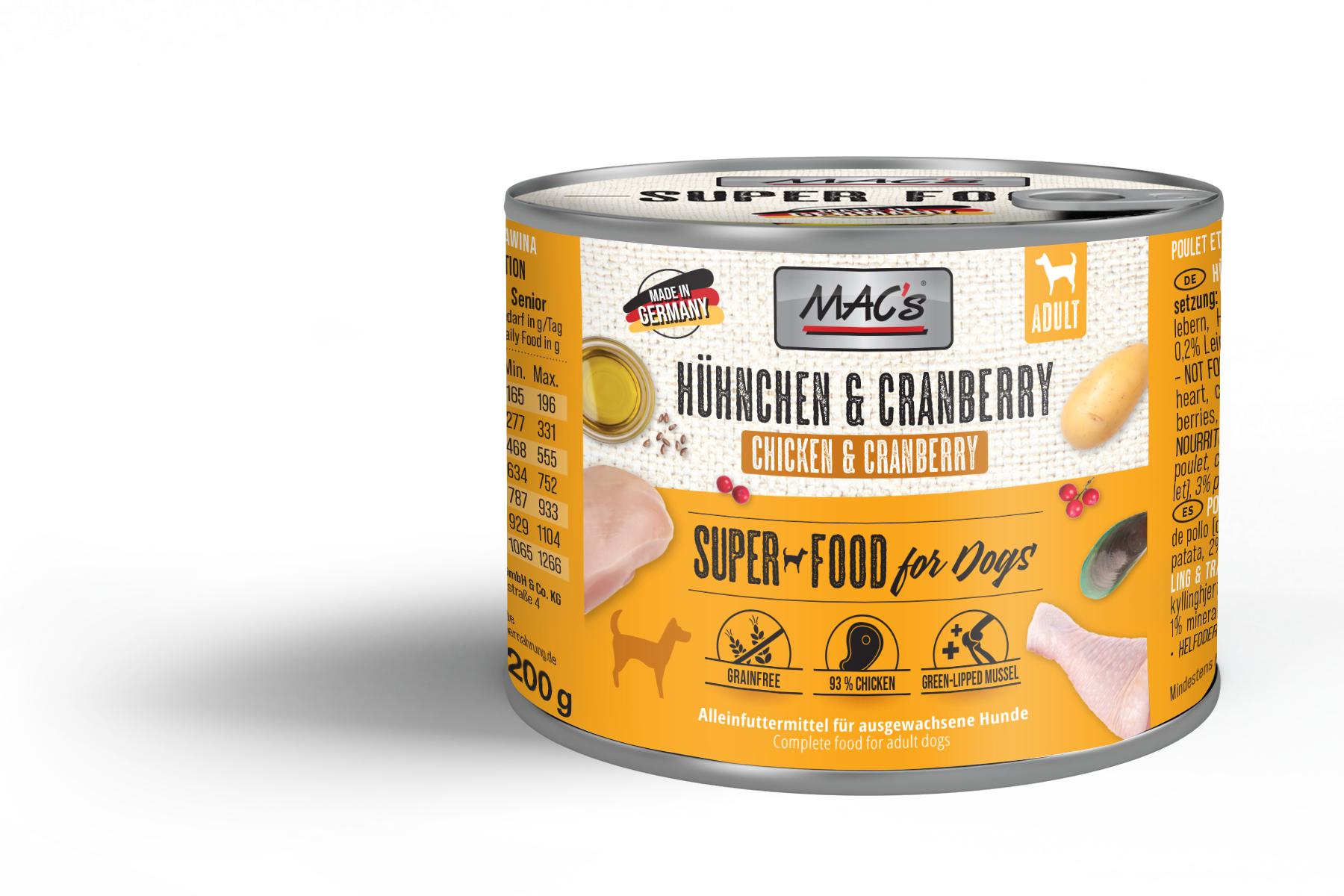 Mac's Super Food for Dogs Kylling og Tranebær Våtfôr | Nettdyret