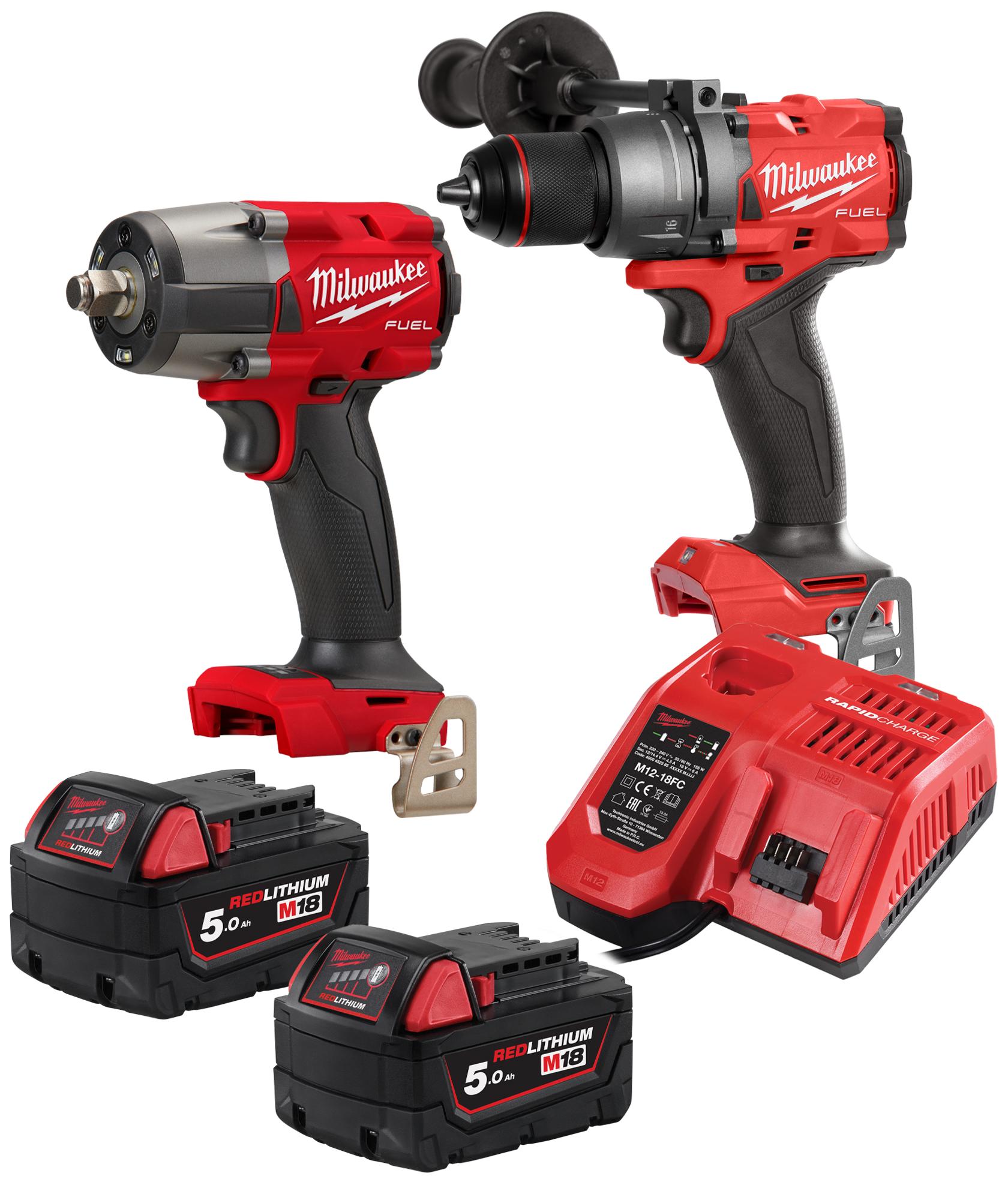 Milwaukee Powerpack 2 maskiner + 2 batterier M18 FPP2F3-502X | DMT Værktøj
