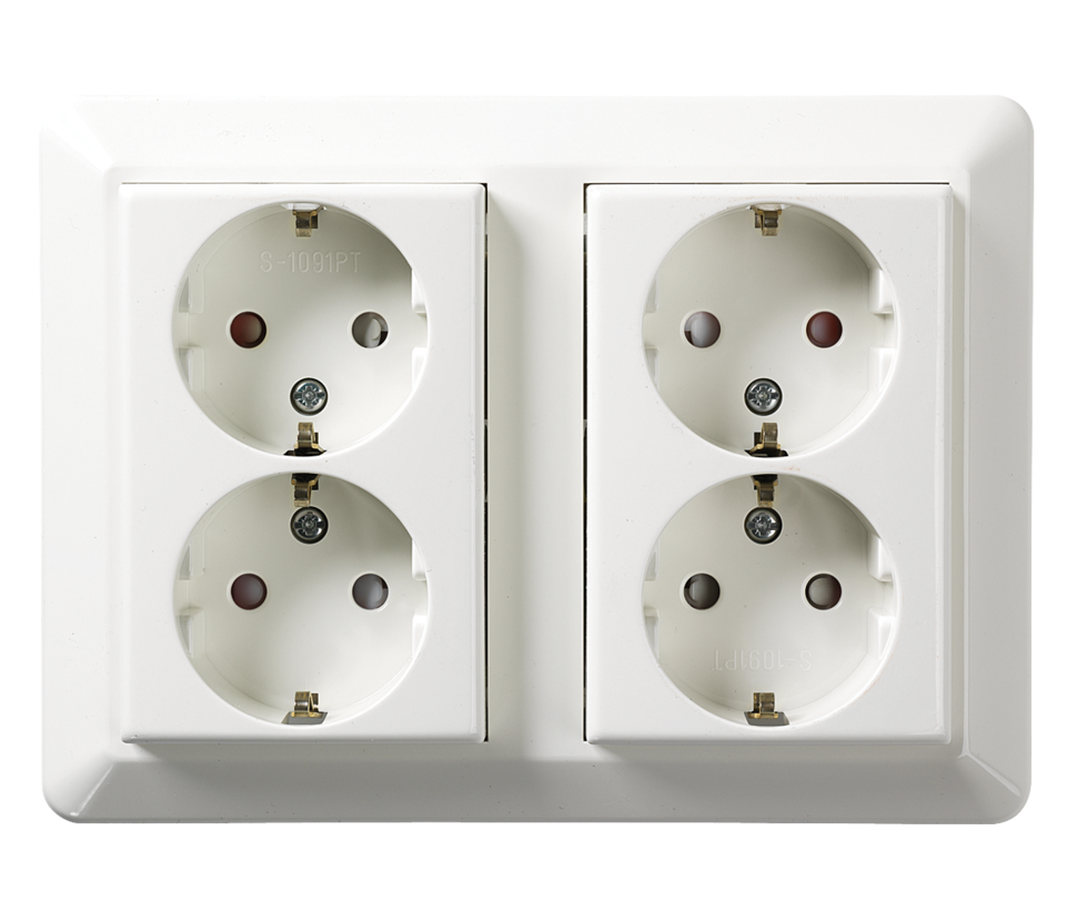 ELKO 4-veis Stikkontakt innfelt 1085 PT m/j Polarhvit | Eldirekte