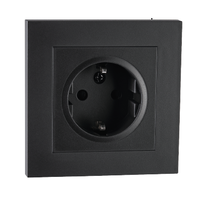 SG Enkel Stikkontakt Innfelt Sort m/j | ELdirekte
